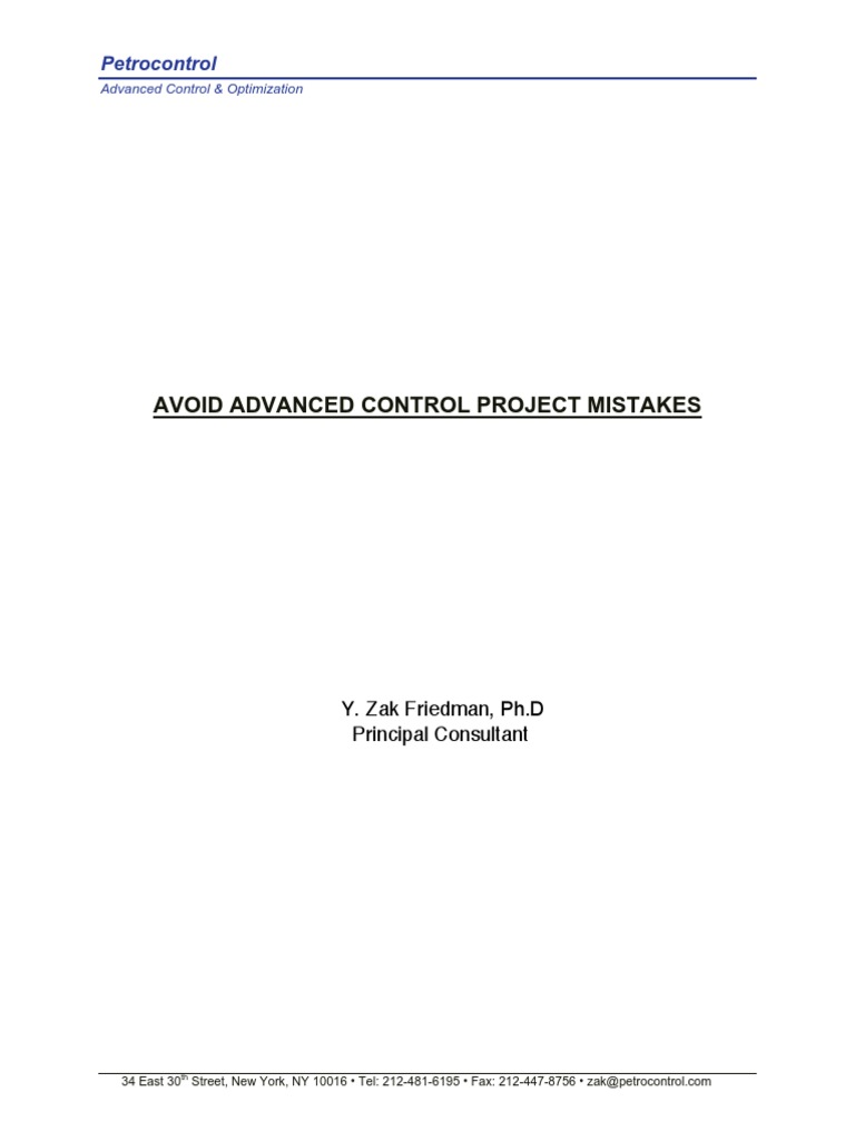 Avoid Advanced Control Project Mistakes: Petrocontrol | PDF | Control ...