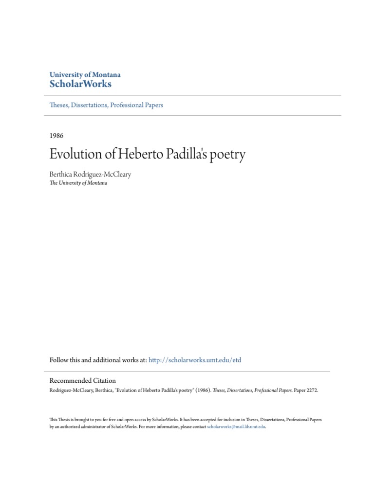 Heberto Padilla - Evolution of Heberto Padillas Poetry | PDF | Thesis ...