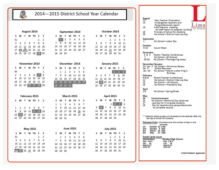 2014-15 Calendar | PDF | Holidays | Observances