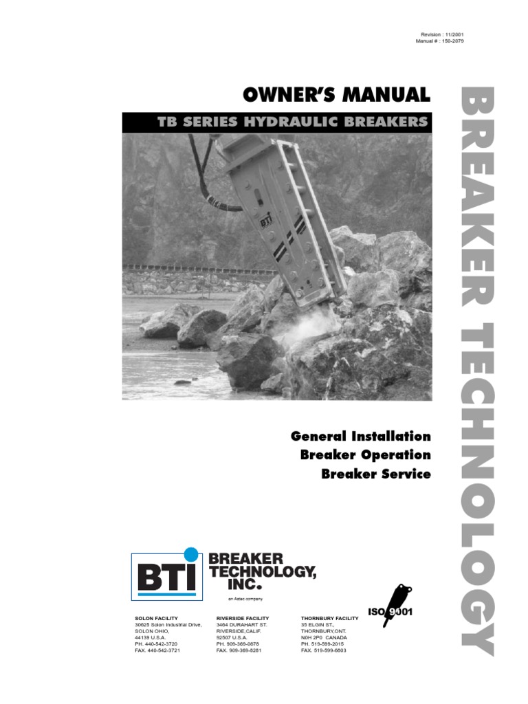 Owner's Manual for TB Series Hydraulic Breakers: Sizing Breakers ...