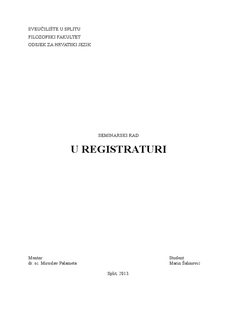 U Registraturi | PDF