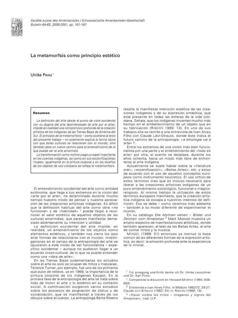 Ulrike Prinz La Metamorfsis Como Principio Estético | PDF