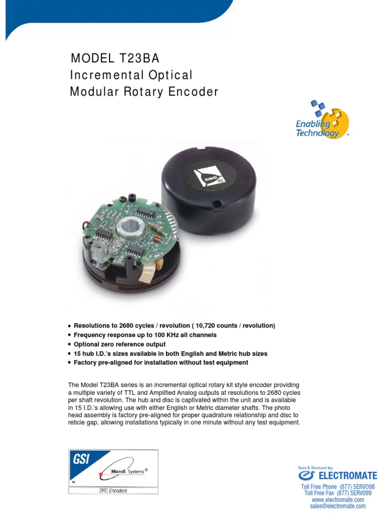DRC Packaged Encoders T23BA Data Sheet | PDF | Electrical Engineering ...