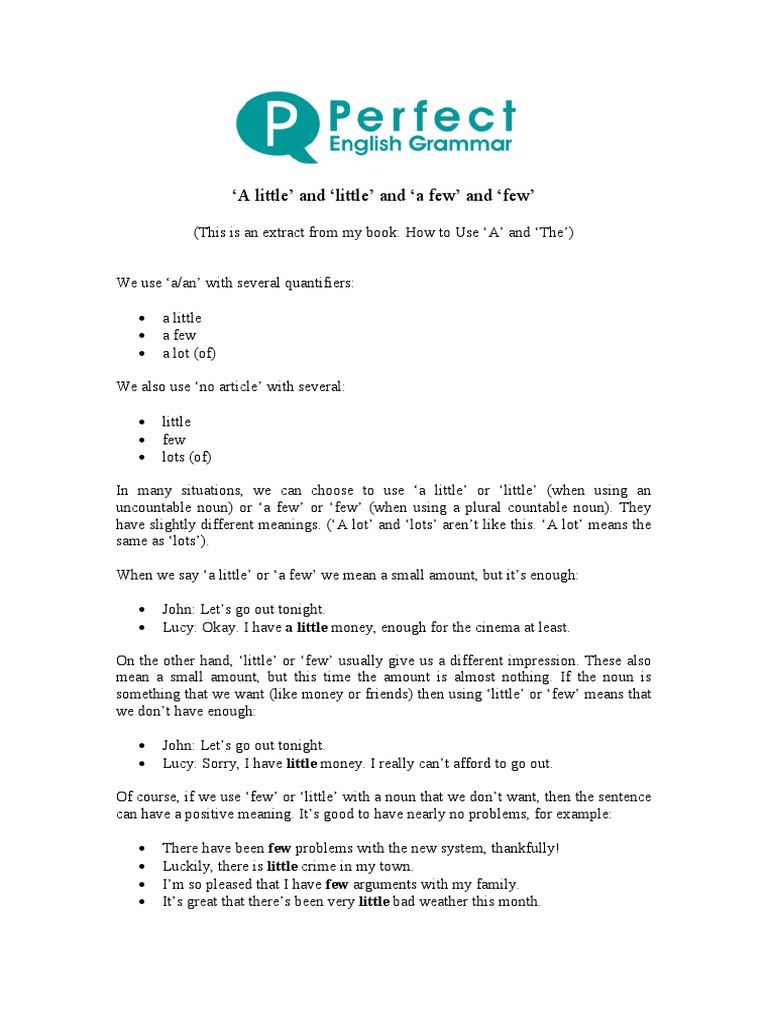 Few A Few Little A Little Explanation | PDF | Language Arts ...