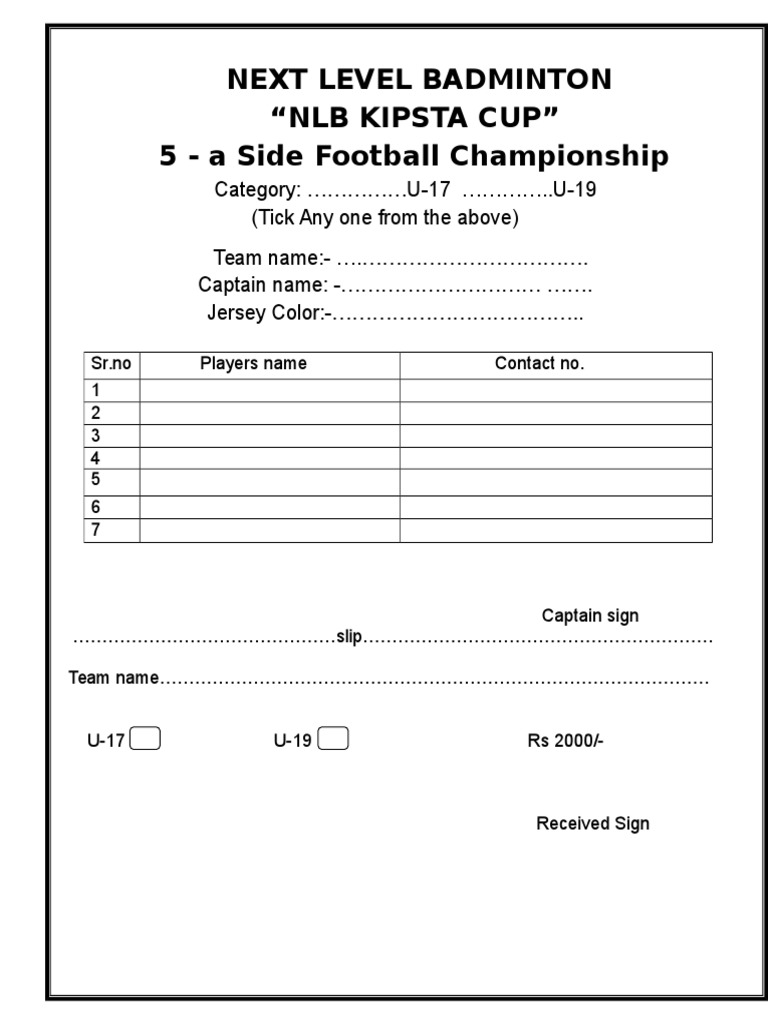 NLB Kipsta Cup: U-17 & U-19 Football Tournament | PDF | Sports | Leisure
