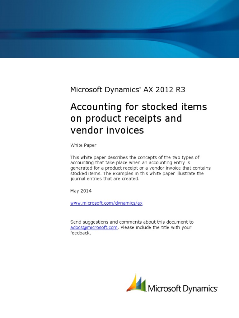Accounting For Stocked Items On Product Receipts and Vendor Invoices ...