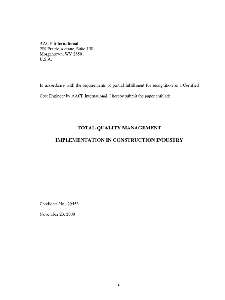 Sample Certifcation Paper | PDF | Quality Management | Quality (Business)