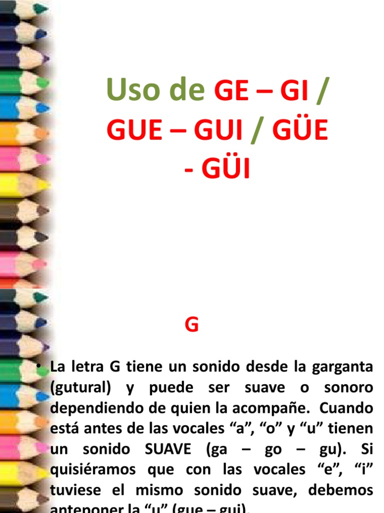 Uso de GE, GI, GUE, GUI y GÜE | PDF | Semiótica | Idiomas