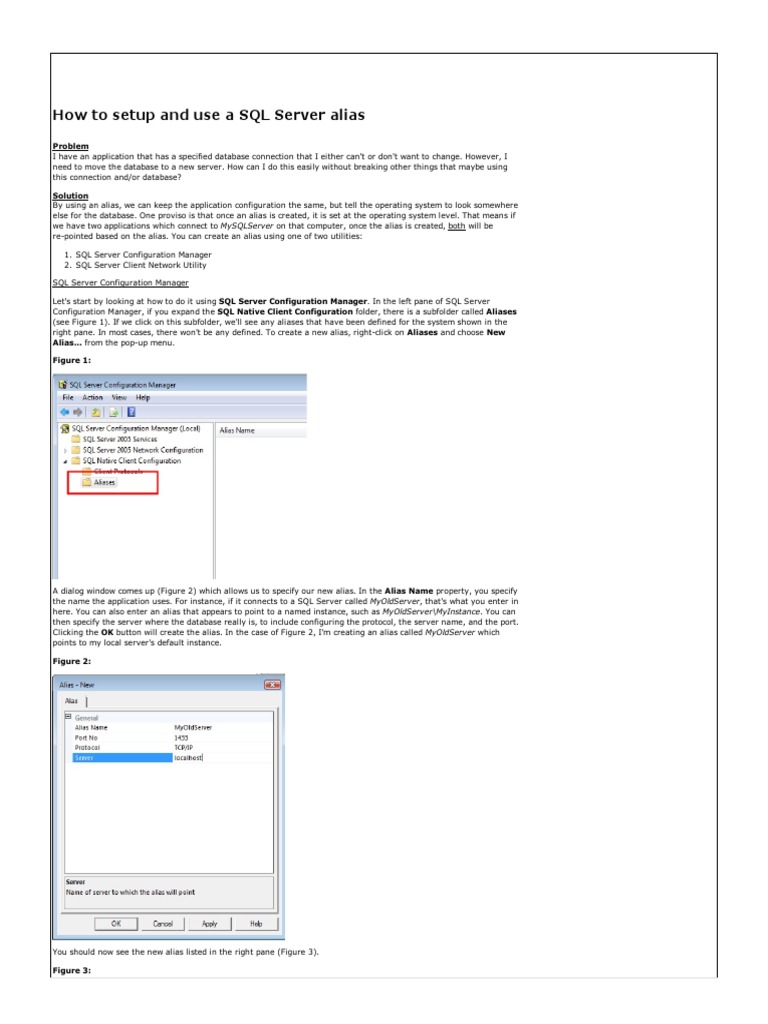 How To Setup And Use A Sql Server Alias Pdf Pdf Microsoft Sql
