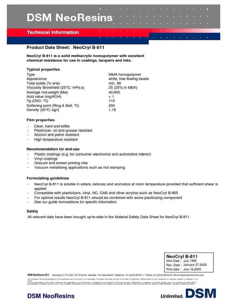 NeoCryl B-811 Pds | PDF