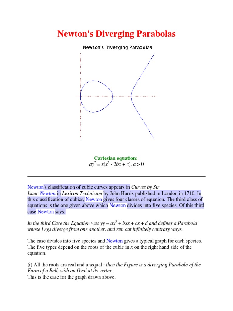 Newton's Cubic Curve Classification | PDF | Equations | Curve