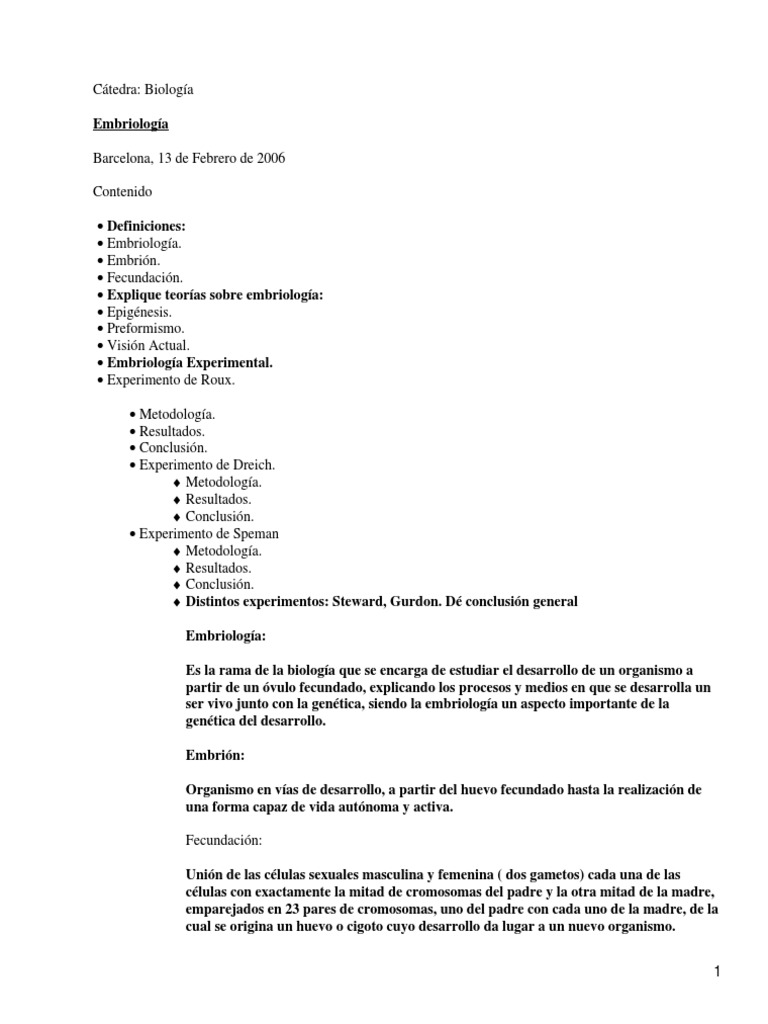 Experimento de Hans Driesch | Descargar gratis PDF | Reproducción | Science