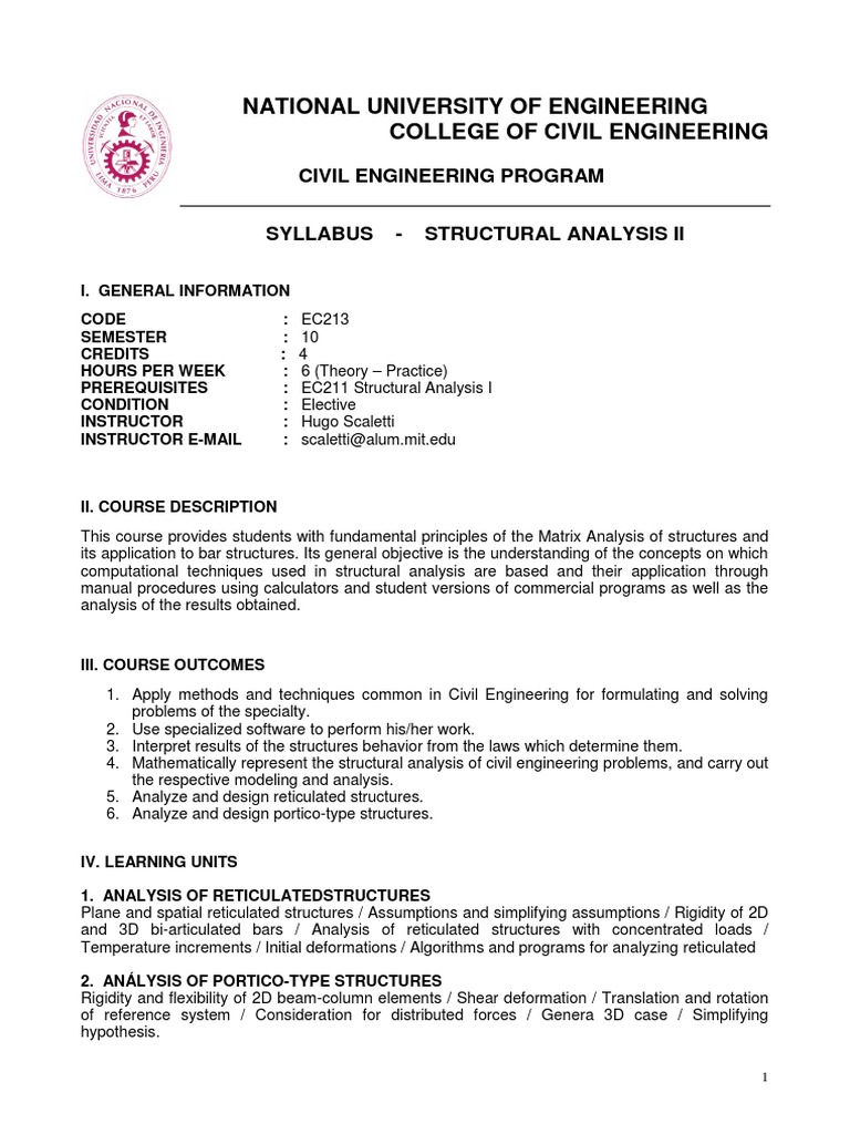 Syl Lab Structural Analysis 2 | PDF | Art