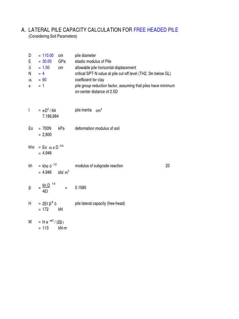 Bored Pile Lateral Capacity AIJ METHOD | PDF
