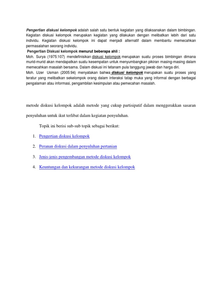 Pengertian Diskusi Kelompok | PDF