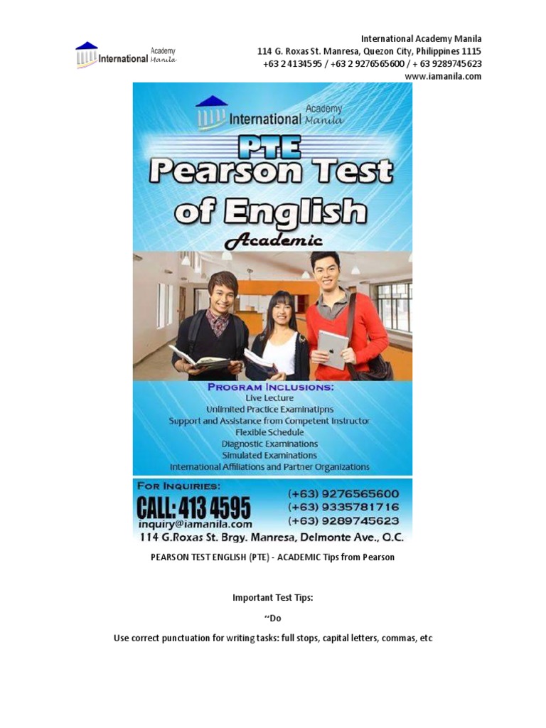 Pearson Test English (Pte) | PDF