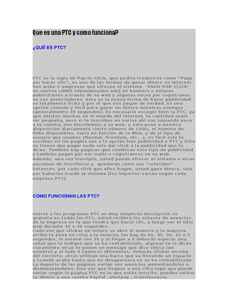 Que Es Una PTC y Como Funciona | PDF | Notas (finanzas) | Zona euro