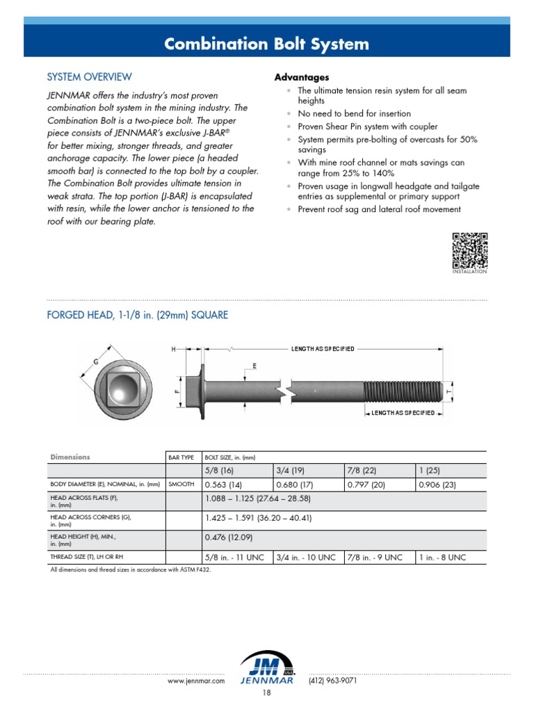 Jennmar Combinationbolts | PDF | Screw | Strength Of Materials