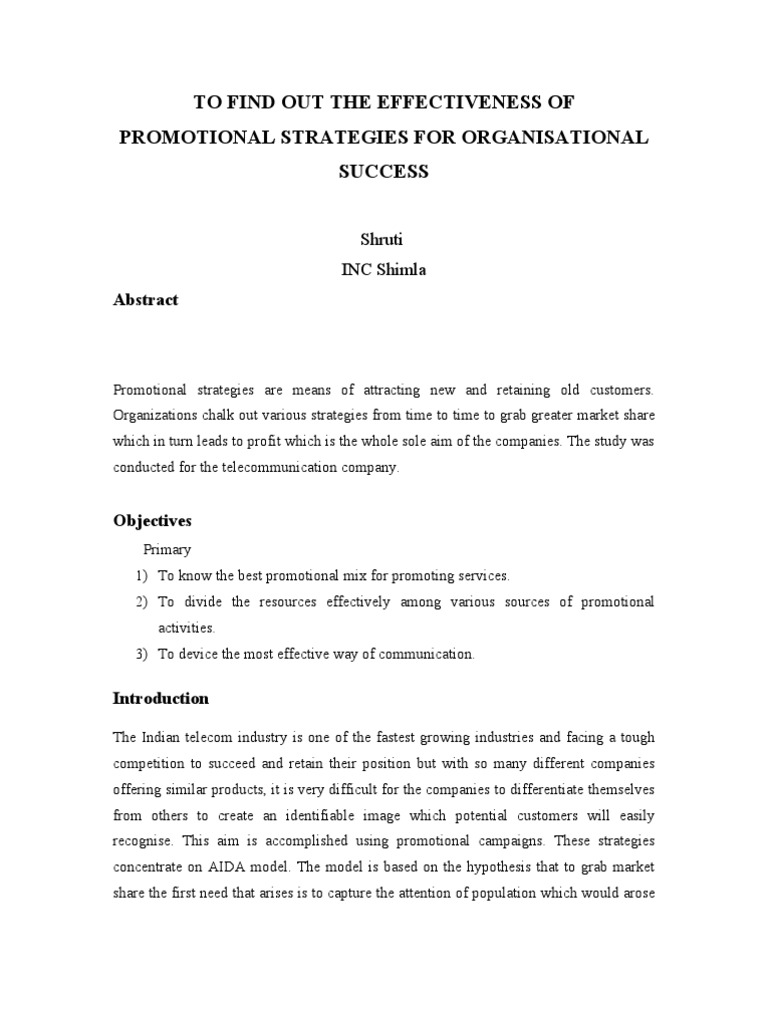 To Find Out The Effectiveness of Promotional Strategies For ...