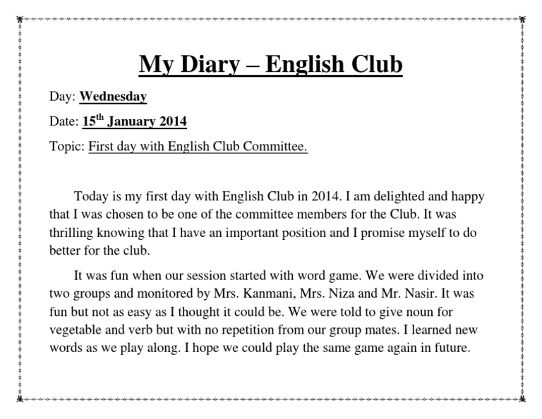 Sample of Diary | PDF