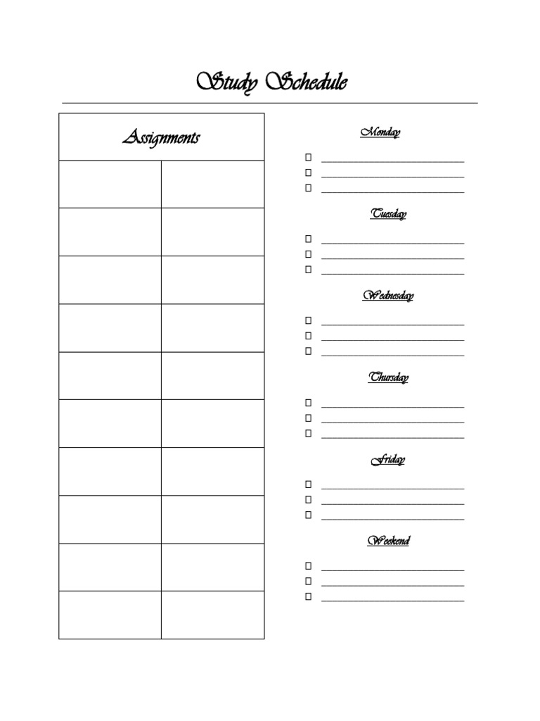 Study Schedule | PDF