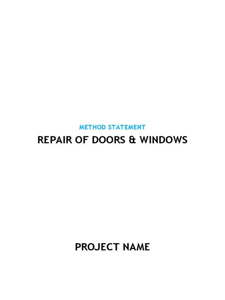 Method Statement Template-doors and Window Repair | Door | Personal ...