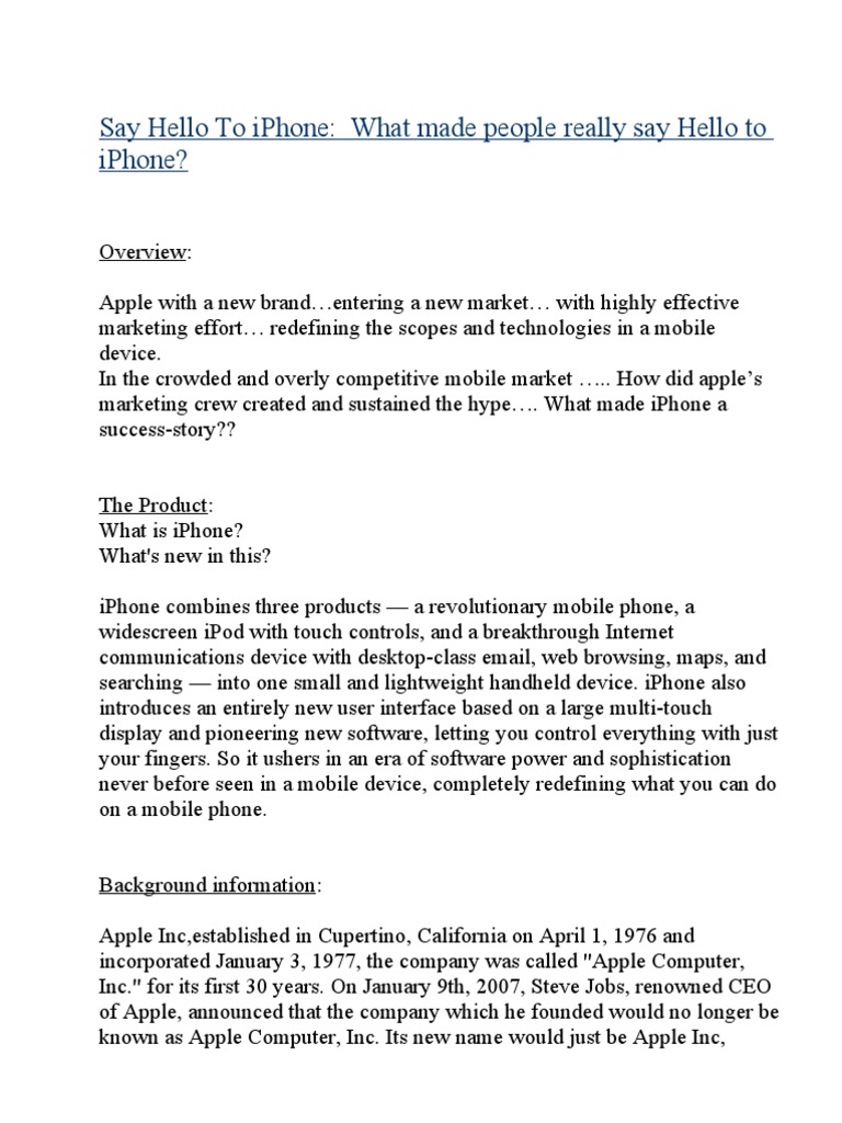 Case Study: What Made Iphone Launch A Success-Story?? | PDF | Apple Inc ...