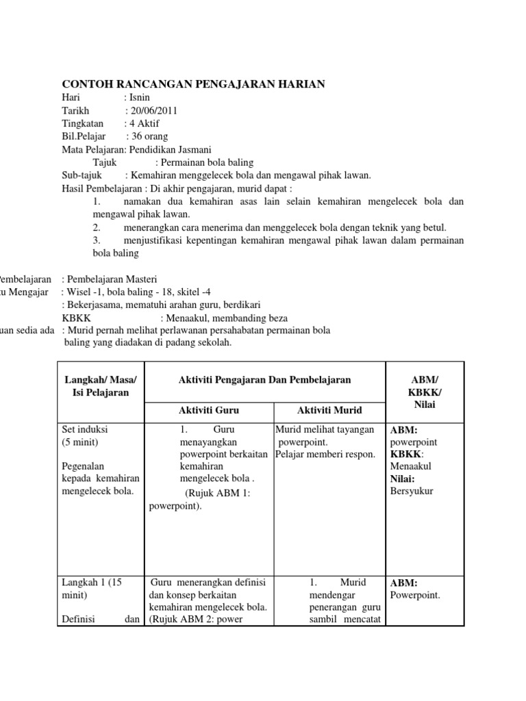 Contoh Rancangan Pelajaran Harian Sejarah Tingkatan 1 ...
