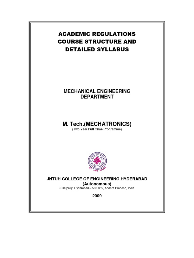 Jntu Citd M.tech Mechatronics Syllabus | PDF | Microelectromechanical Systems | Entrepreneurship