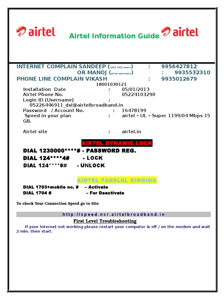 Airtel Information Guide1 | PDF | Microsoft Outlook | User (Computing)