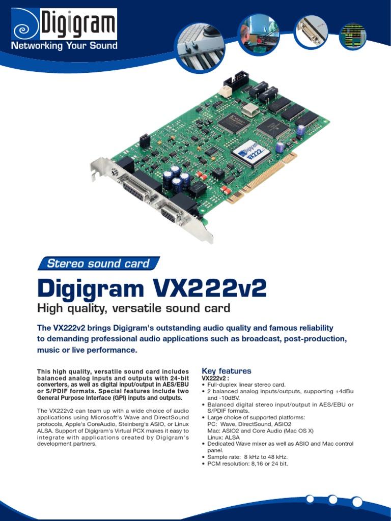 Digigram VX222v2 Brochure | PDF | Digital Audio | Analog To Digital ...