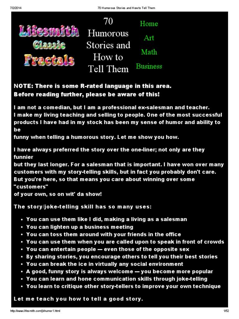 70 Humorous Stories and How To Tell Them | PDF | Storytelling | Jokes