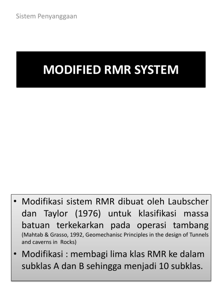 Modified RMR System | PDF