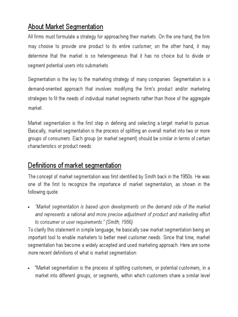 Market Segmentation | PDF | Market Segmentation | Marketing
