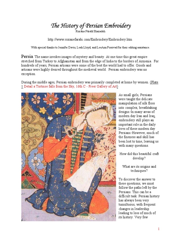 The History of Persian Embroidery | PDF | Embroidery | Dye