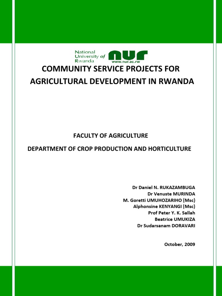 Community Service Projects For Agricultural Development in Rwanda ...
