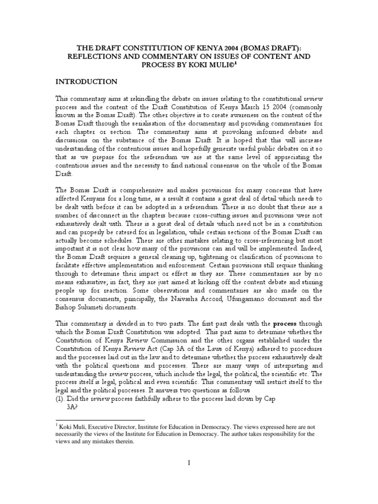 Bomas Draft Reflections | PDF | Constitution | Constitutional Amendment