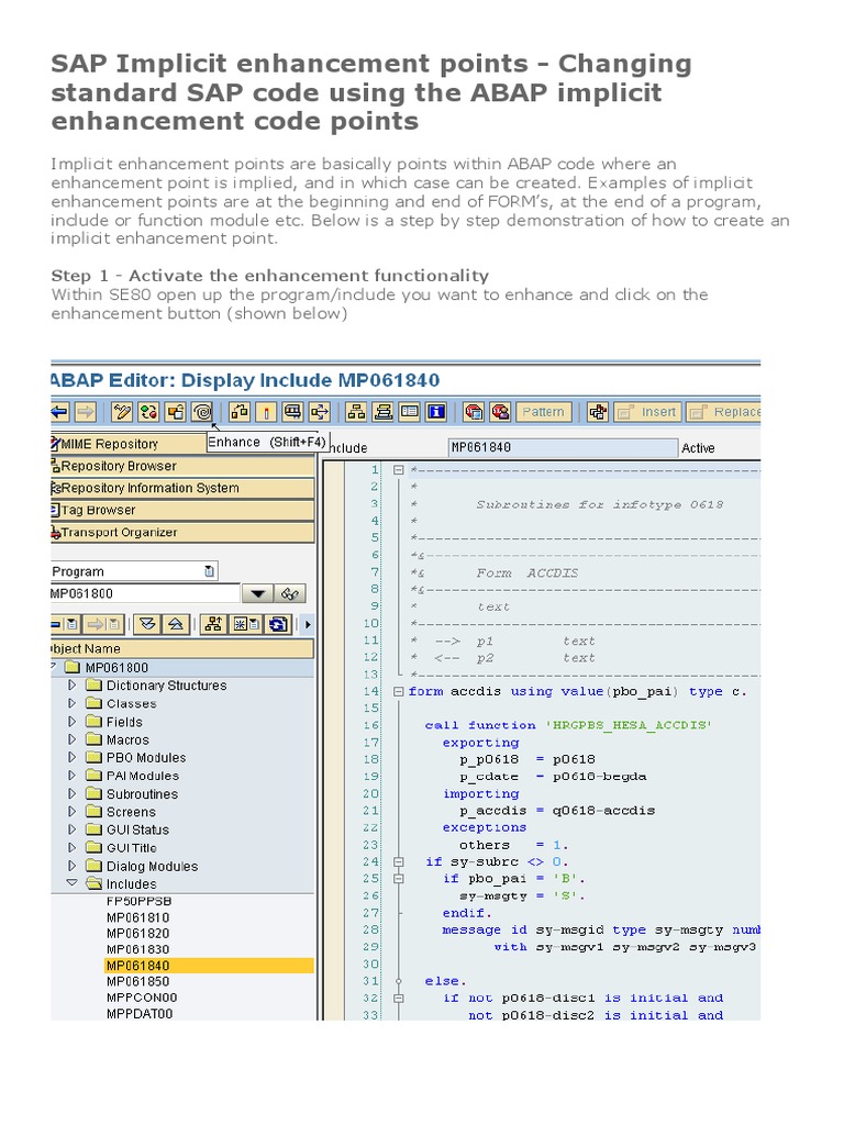 SAP Implicit Enhancement Points | PDF