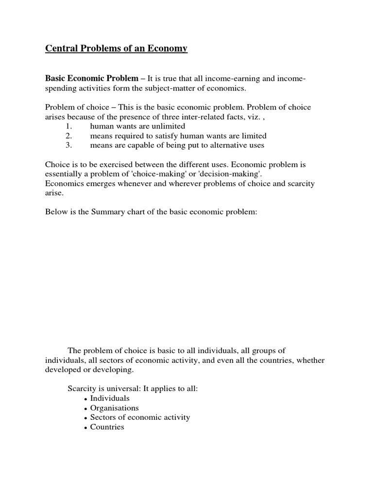 Central Problems of An Economy | PDF | Economics | Economies