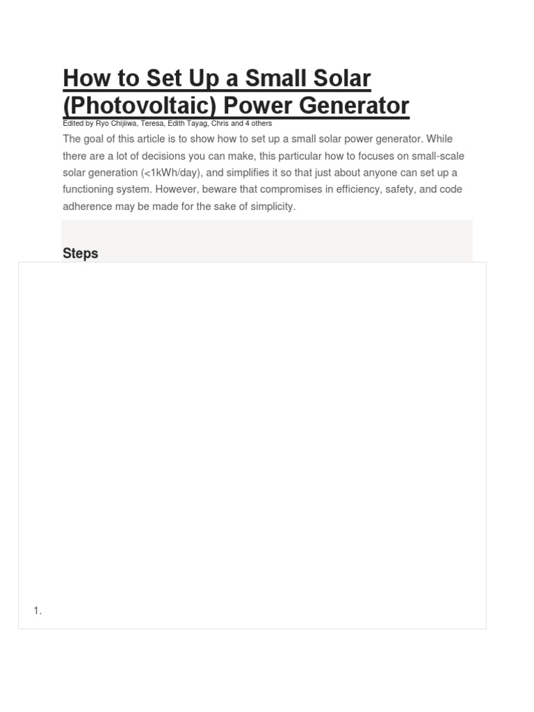 How to Set Up a Small Solar Generator | PDF | Power Inverter | Solar Cell