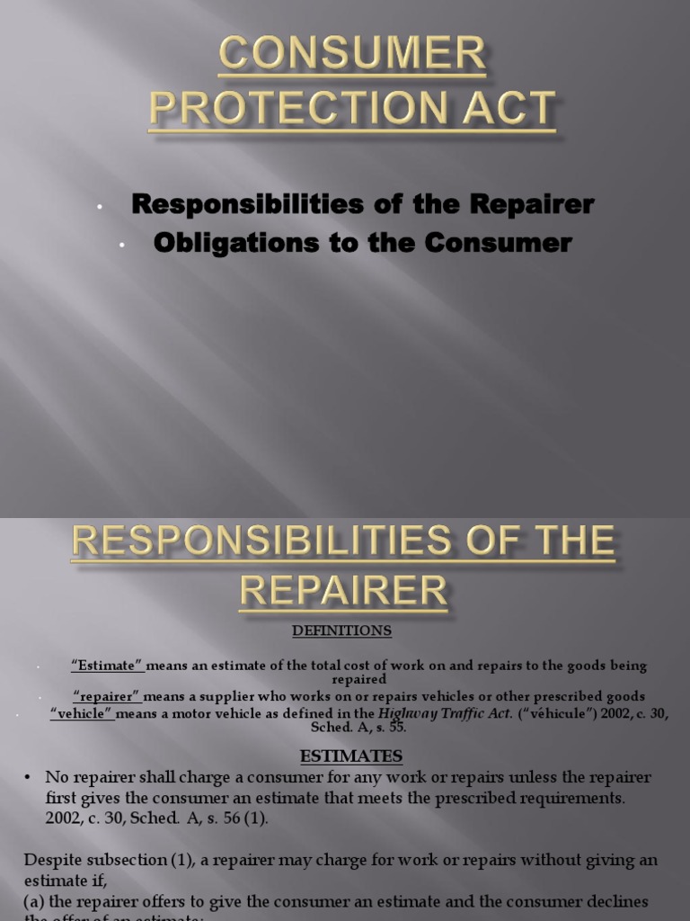 Consumer Protection Act | PDF | Repeal | Fee