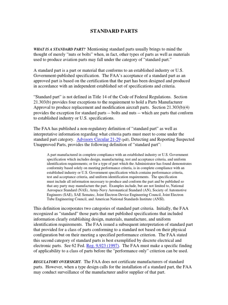 Standard Parts: What Is A Standard Part? | PDF | Specification ...