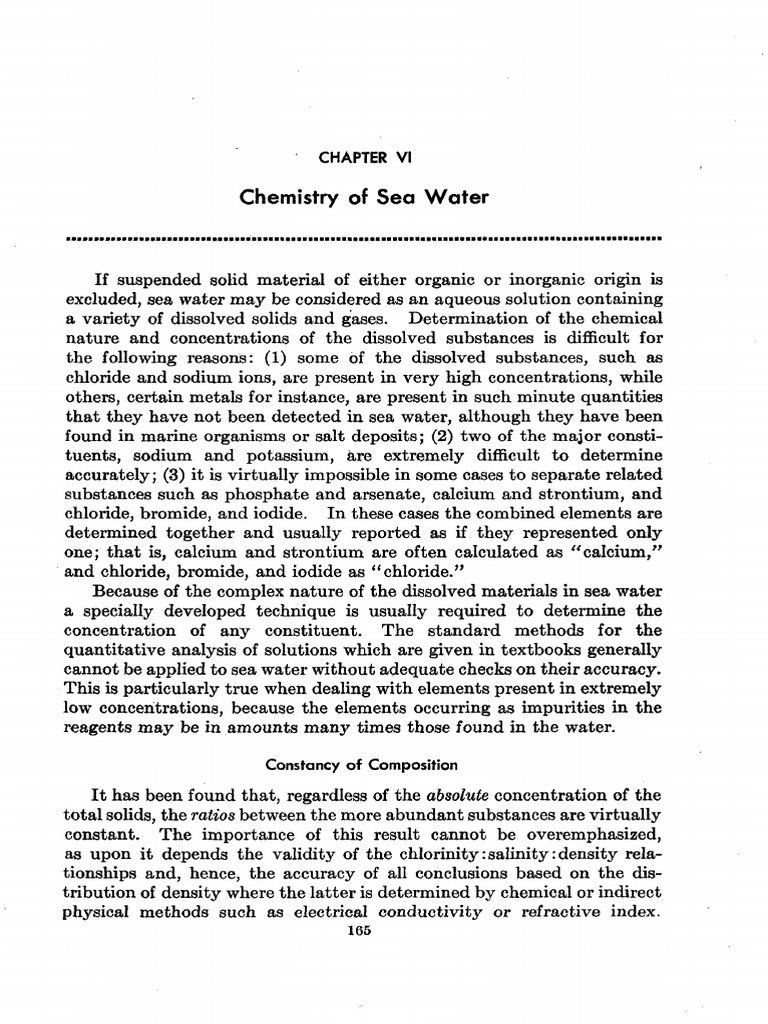 Sea Water Chemistry | PDF | Potassium | Diet & Nutrition