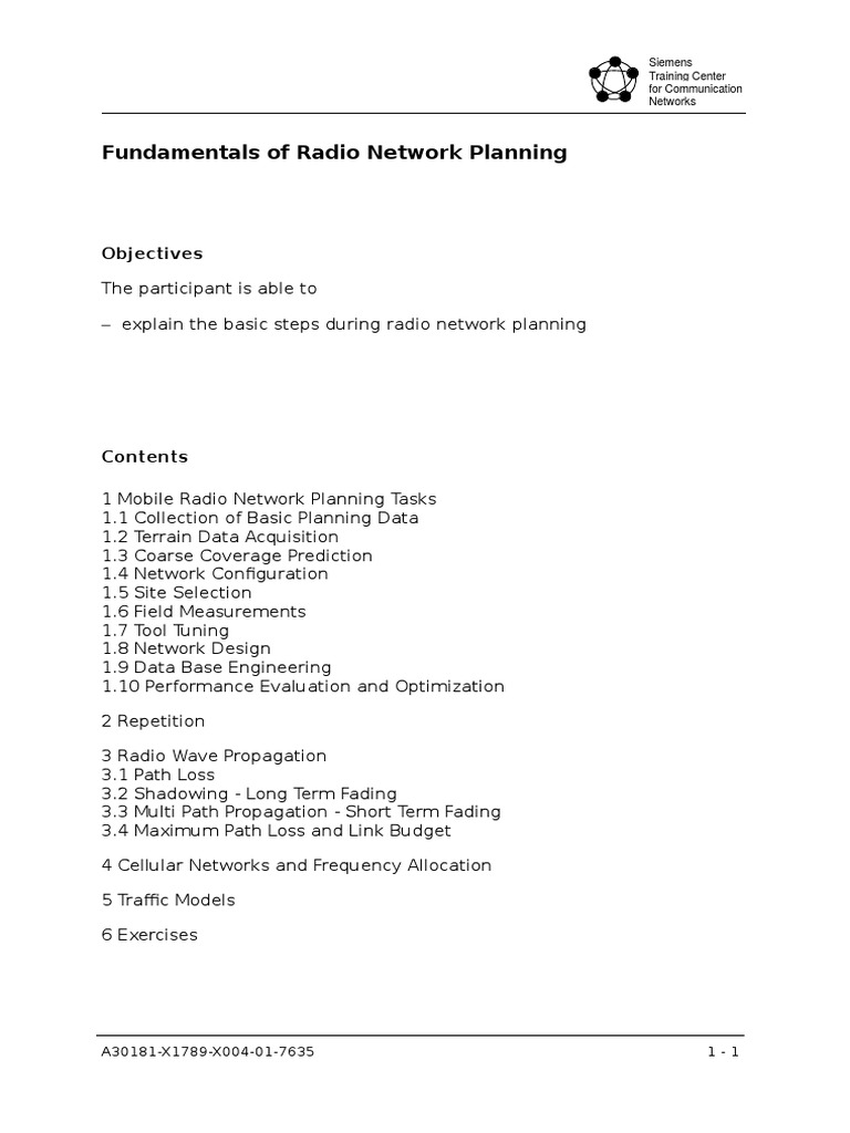 Fundamentals of Radio Network Planning: Objectives | PDF | Antenna ...