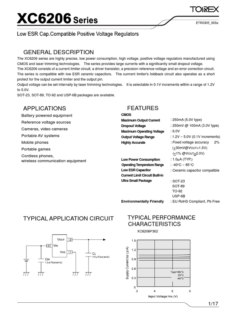 XC6206P332MR-'662K' SMD Voltage Regulator | PDF | Electromagnetism ...