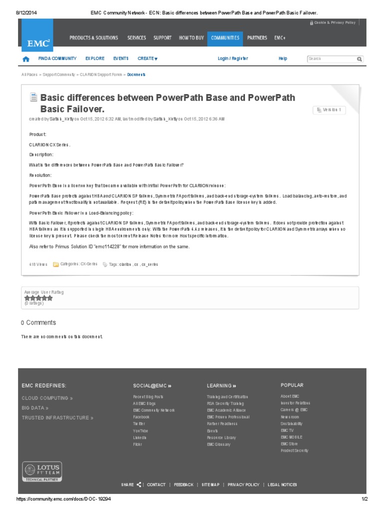 EMC Community Network - ECN - Basic Differences Between PowerPath Base and PowerPath Basic ...