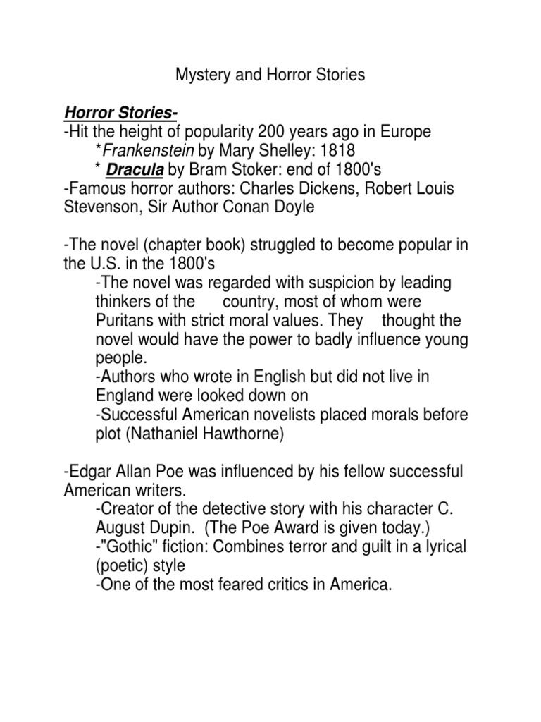 Mystery and Horror Stories | PDF