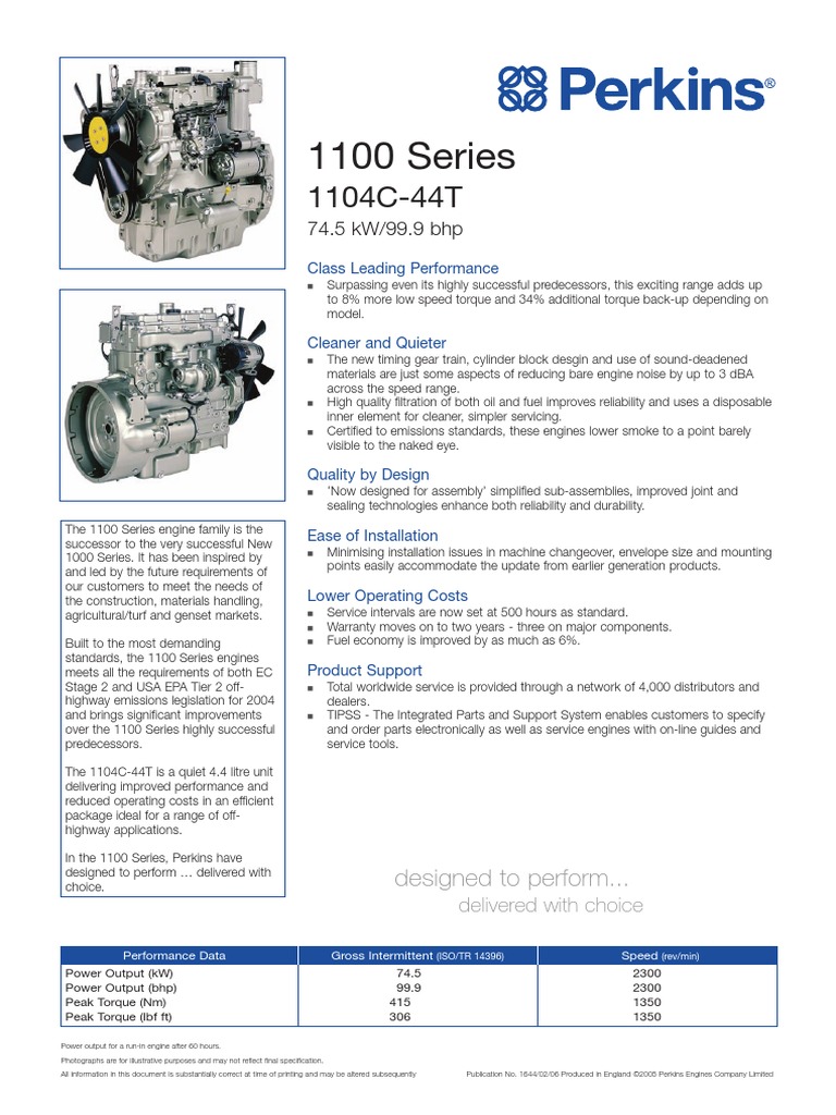 Perkins 1104C-44T Engine PN1644 | PDF