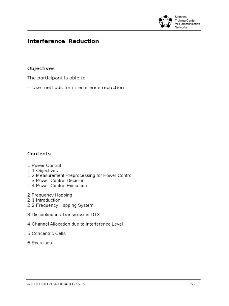 Interference Reduction: Objectives | PDF | Telecommunications ...