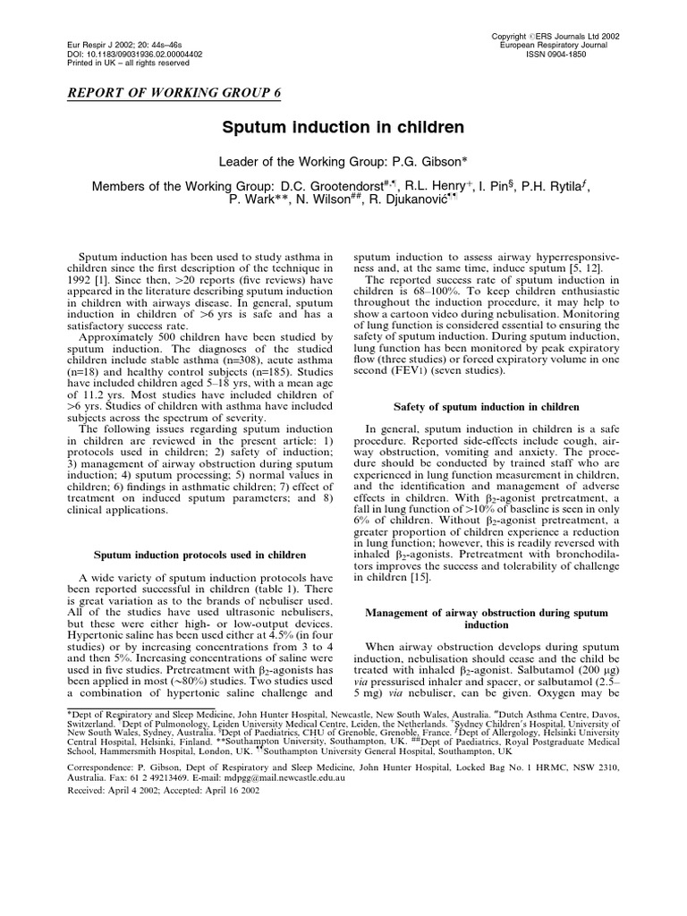 Sputum Induction in Children2 | PDF | Asthma | Allergy